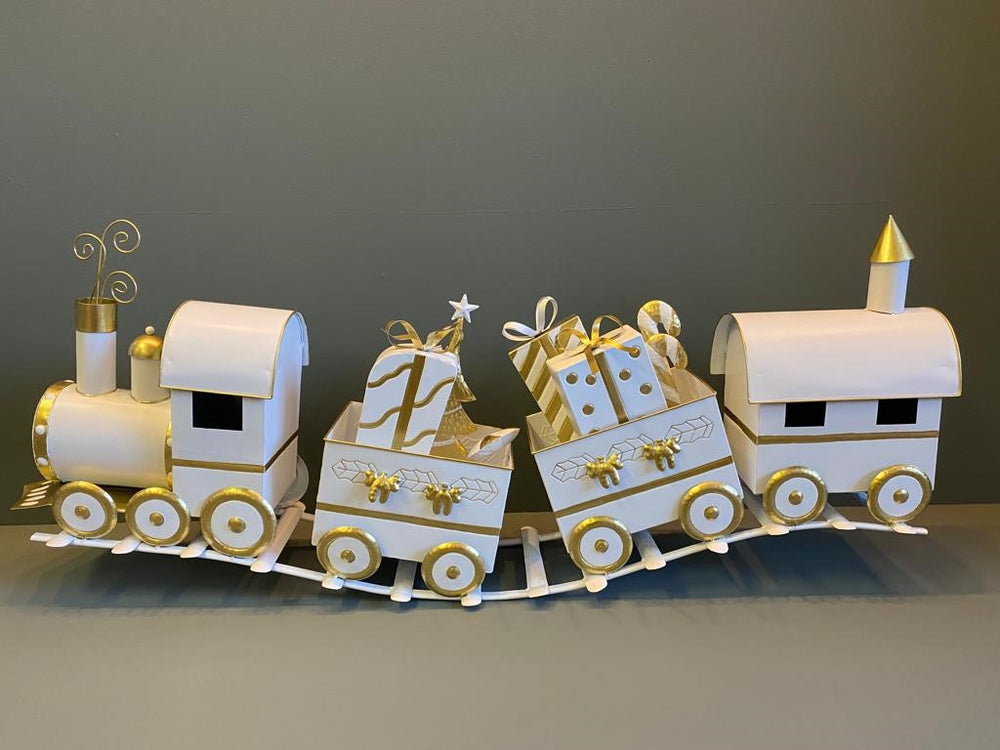 Gold and white Christmas train decor – Christmas Shop